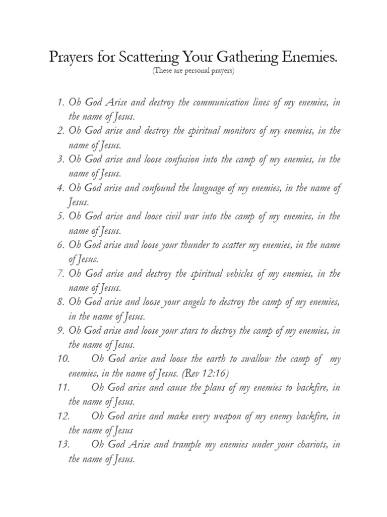Prayers For Scattering Your Gathering Enemies.: (These Are Personal ...