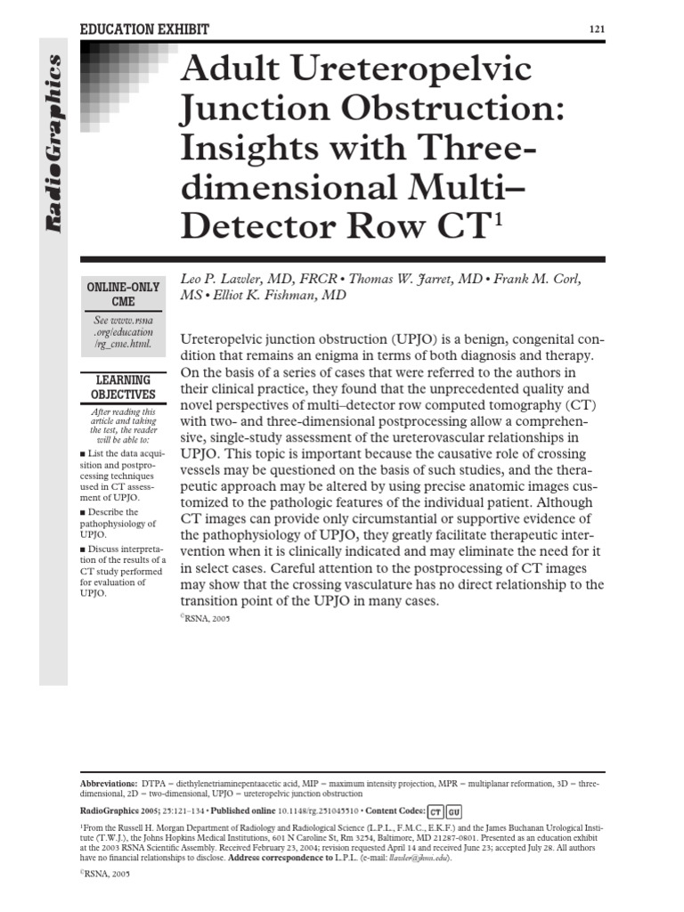 Adult Ureteropelvic Junction Obstruction - Insights With ...