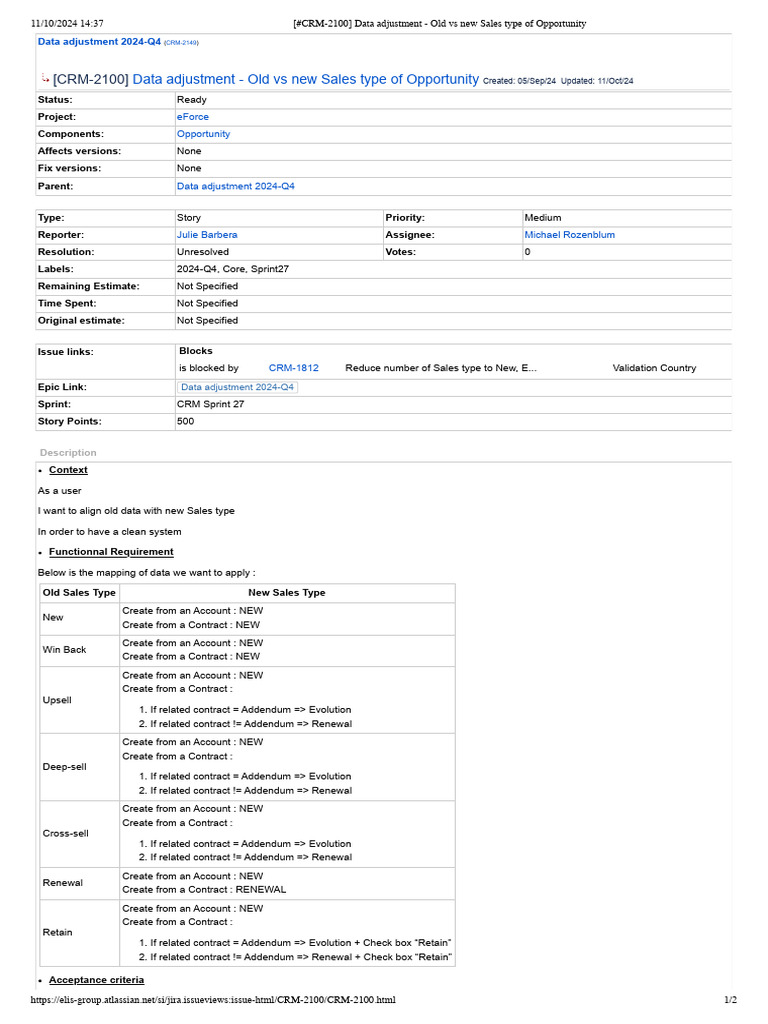 Data Adjustment - Old Vs New Sales Type of Opportunity | PDF | Computing