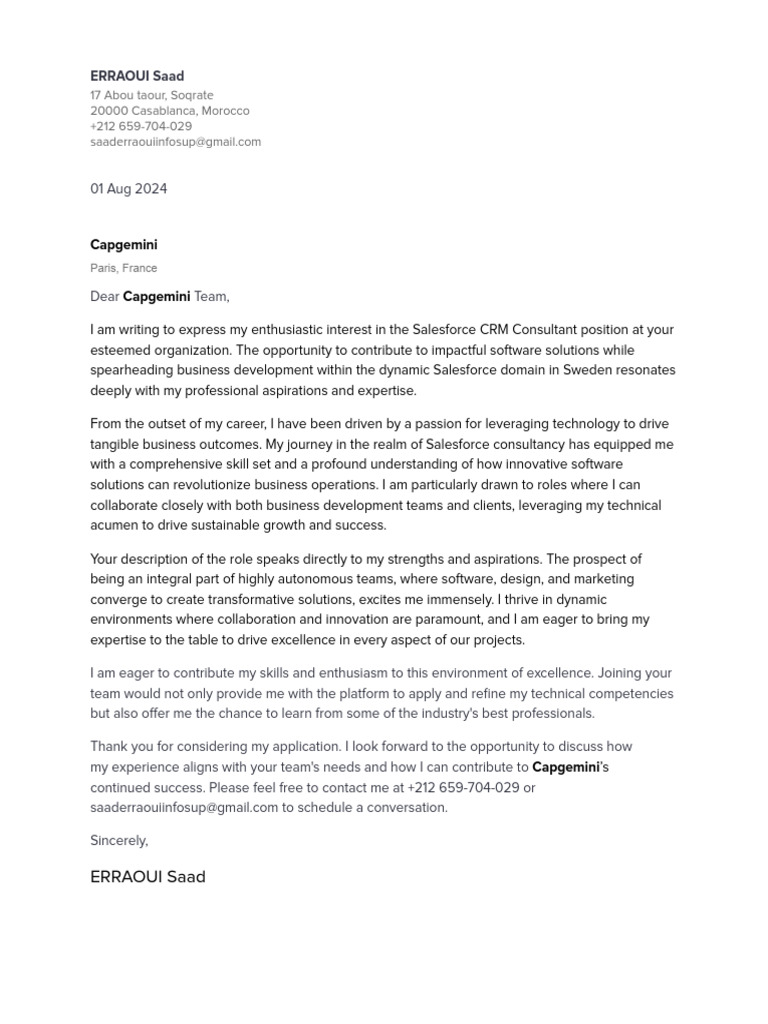 Letter Capgemini | PDF