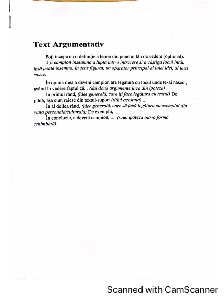 Text Argumentativ + Exemplu | PDF