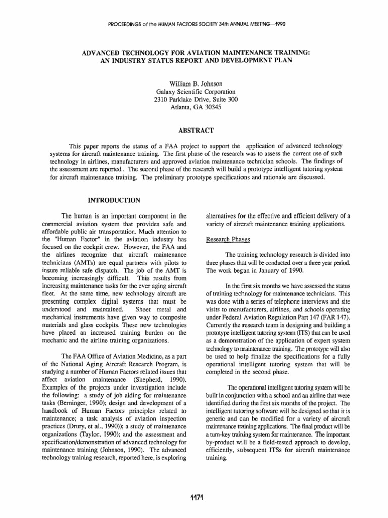 Advanced Technology for Aviation Maintenance Training | PDF | Federal ...