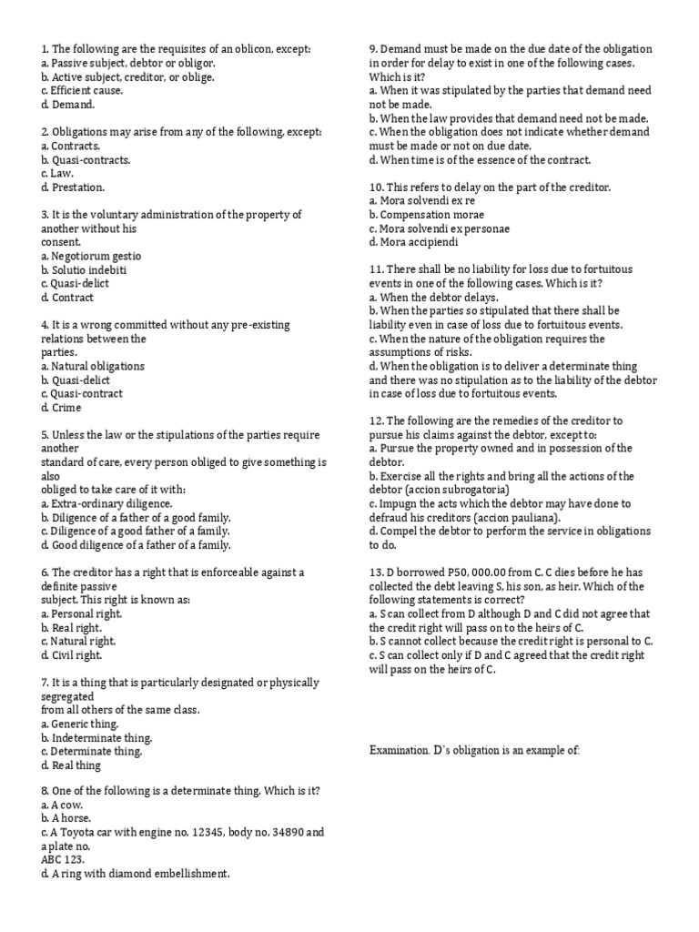 Key Concepts of Obligations and Contracts | PDF | Law Of Obligations ...