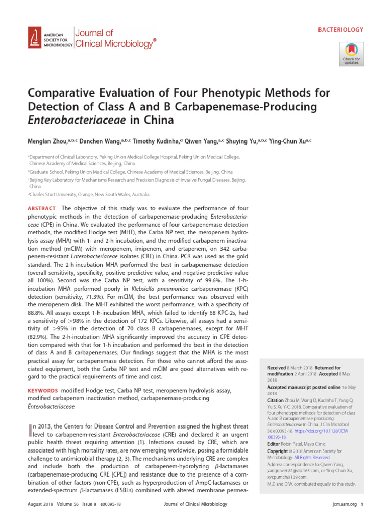 Zhou Et Al 2018 Comparative Evaluation of Four Phenotypic Methods For ...