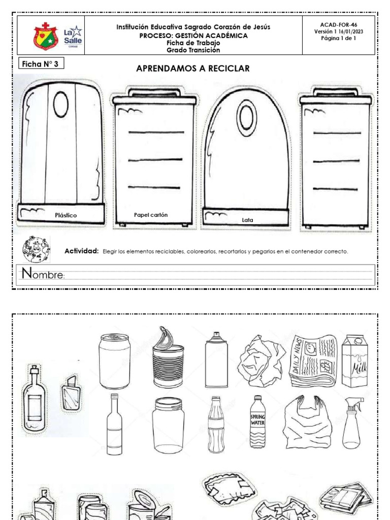 Actividad de Reciclaje para Niños | PDF