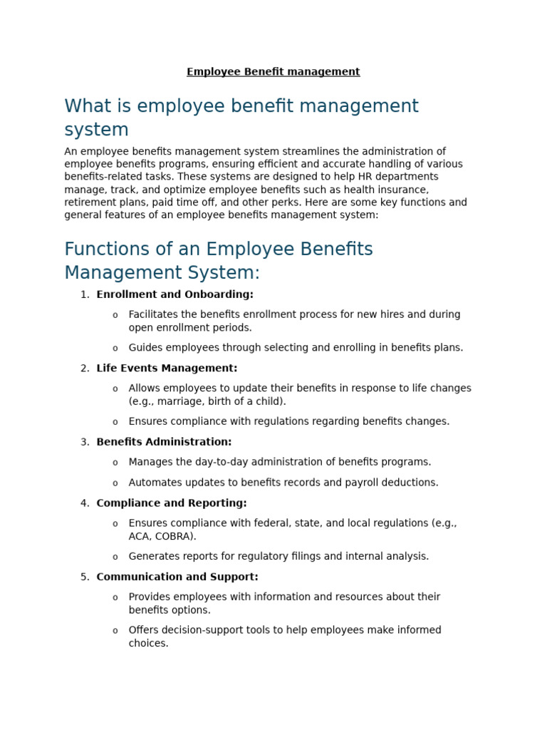 Employee Benefit Management Harshit Doc | PDF | Salary | Employment