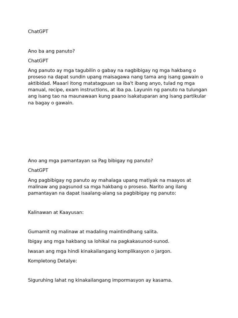 Pagbibigay NG Panuto | PDF