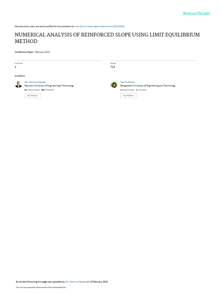 Numerical Analysis of Reinforced Slope Using Limit Equilibrium Method | PDF | Applied And ...