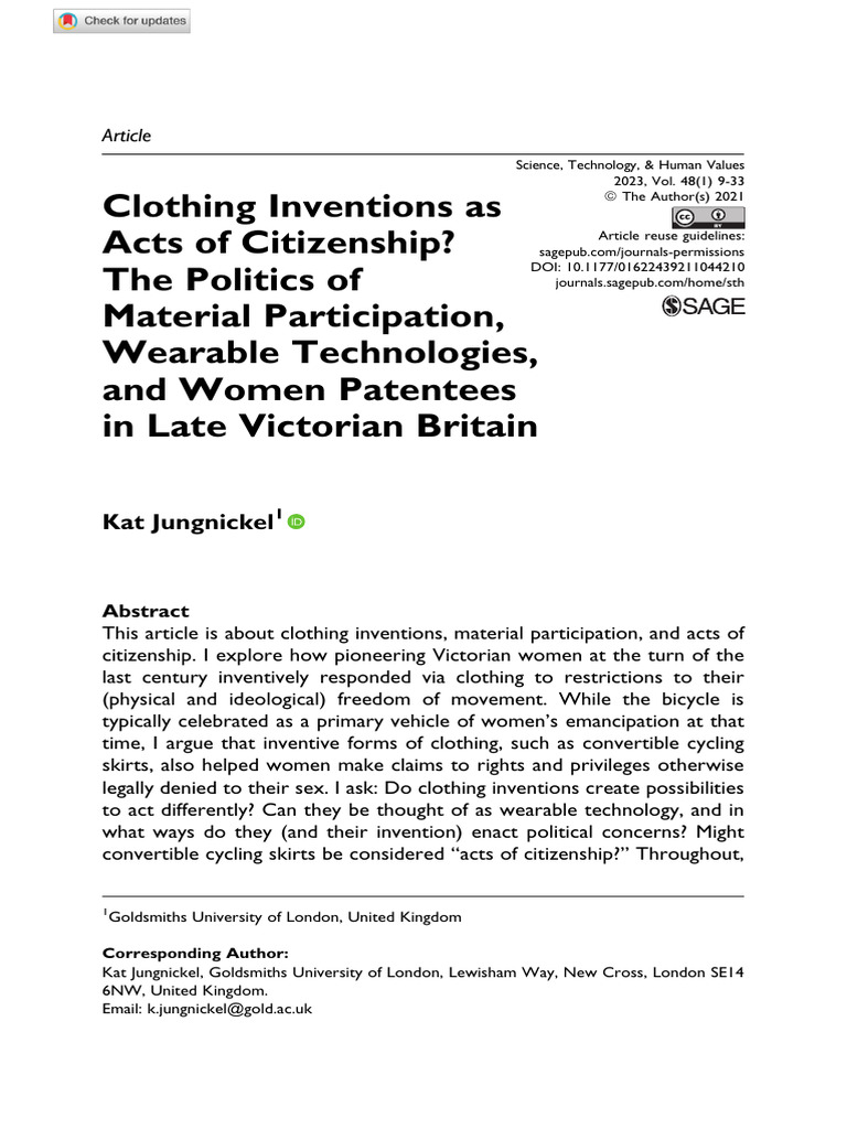 Jungnickel 2021 Clothing Inventions As Acts of Citizenship The Politics ...