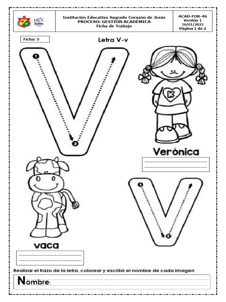 Ficha 5 Letra VV | PDF