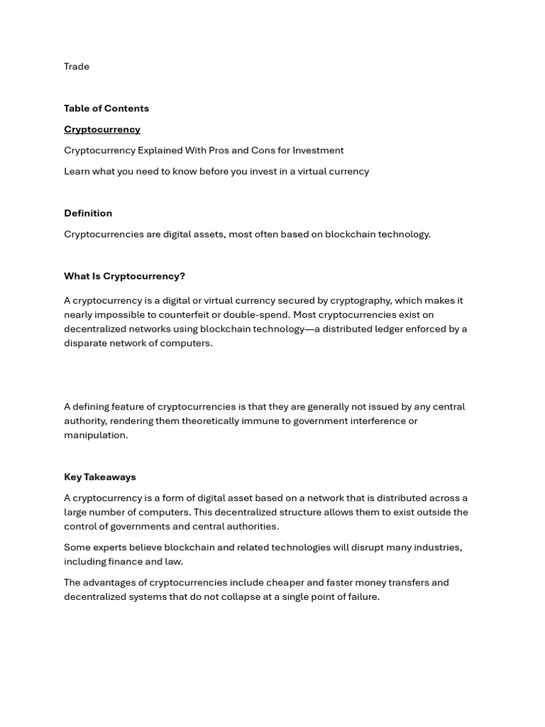 Crypto Currency Pdf Cryptocurrency Bitcoin
