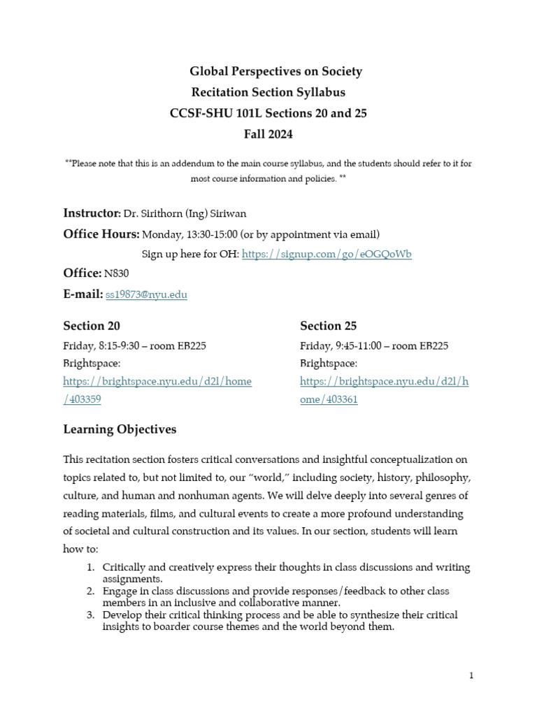 GPS Syllabus - Sirithorn Siriwan | PDF | Discrimination | Disability