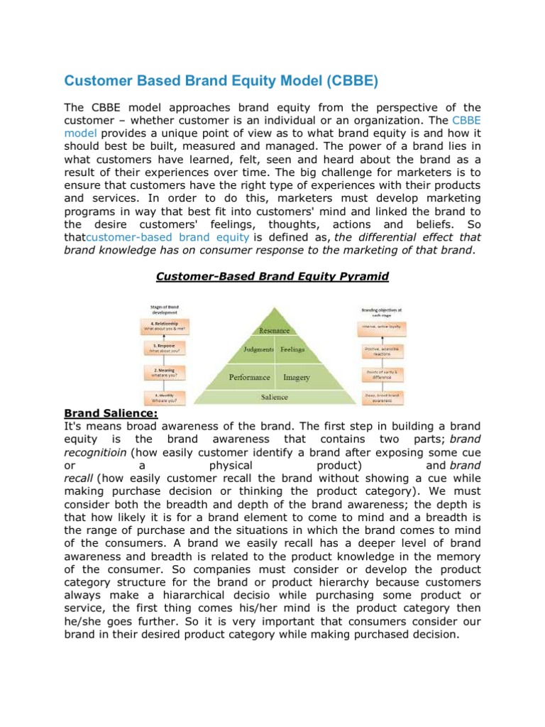 Customer Based Brand Equity Model | PDF | Brand | Psychological Concepts