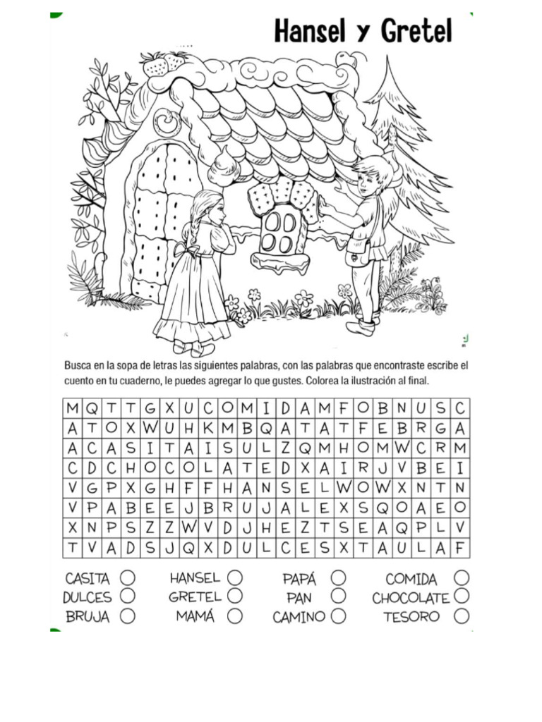 17-10-2024 Tarea Primaria 3A Sopa de Letras Hansel y Gretel | PDF