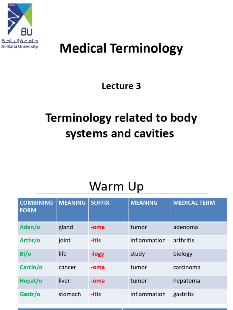 Lecture 3 - Terminology Related To Body Systems and Cavities | PDF ...