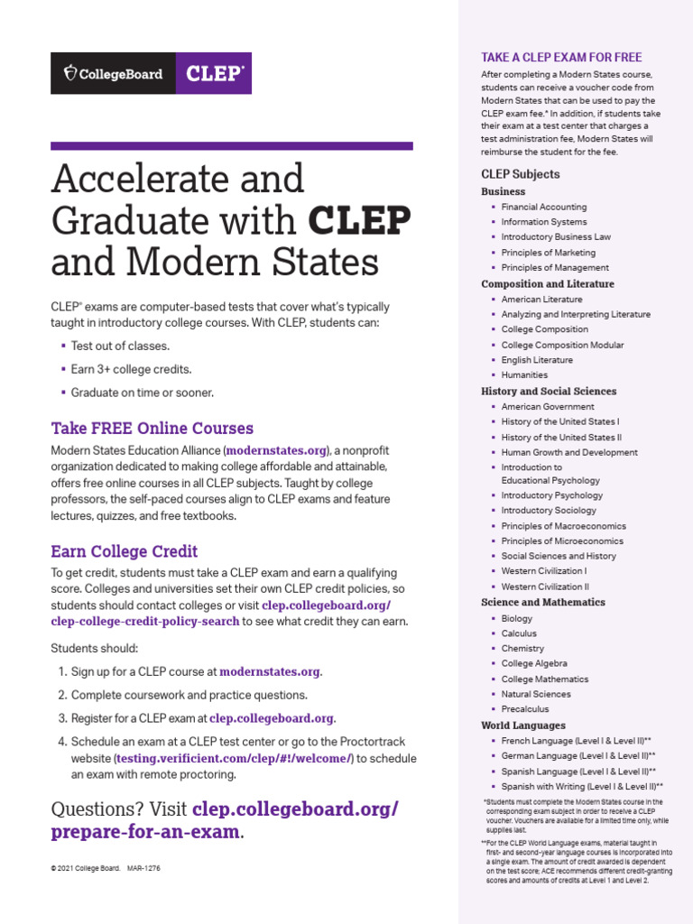 CLEP and Modern States | PDF | College Level Examination Program | Science