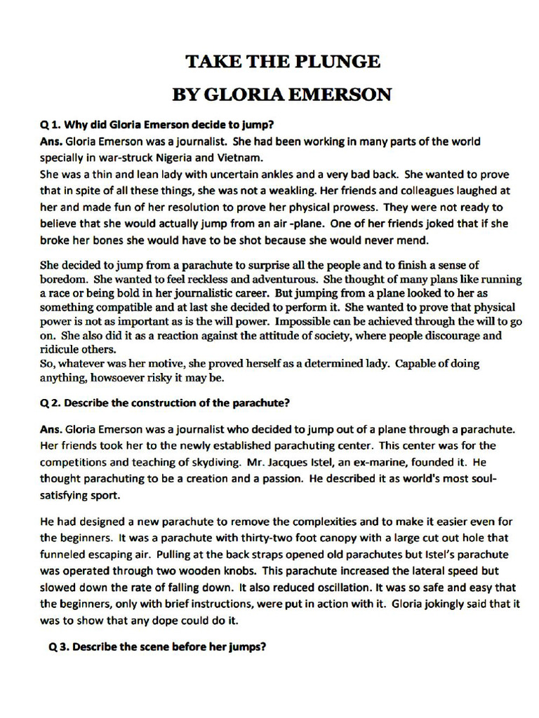 Take The Plunge - BA2 | PDF