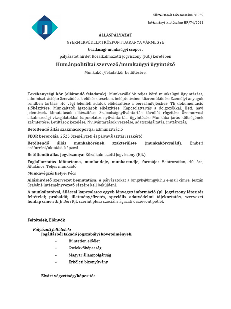 Humanpolitikai Szervezo 20240826 | PDF