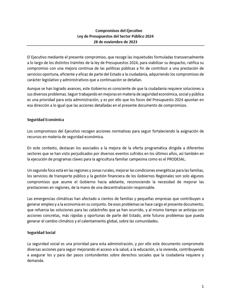Ley Ppto 2024 LYD Resumen | PDF | Presupuesto | Iniciativa empresarial
