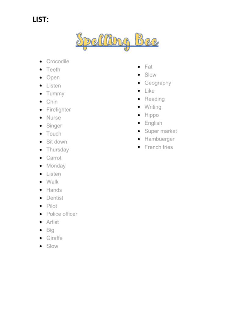 Spelling BEEE 2DO | PDF