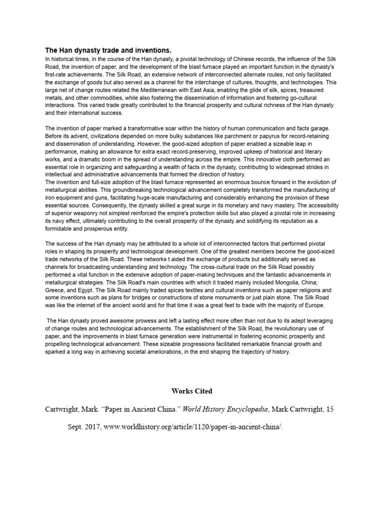 The Han dynasty trade and inventions (1) | PDF | Silk Road | Trade