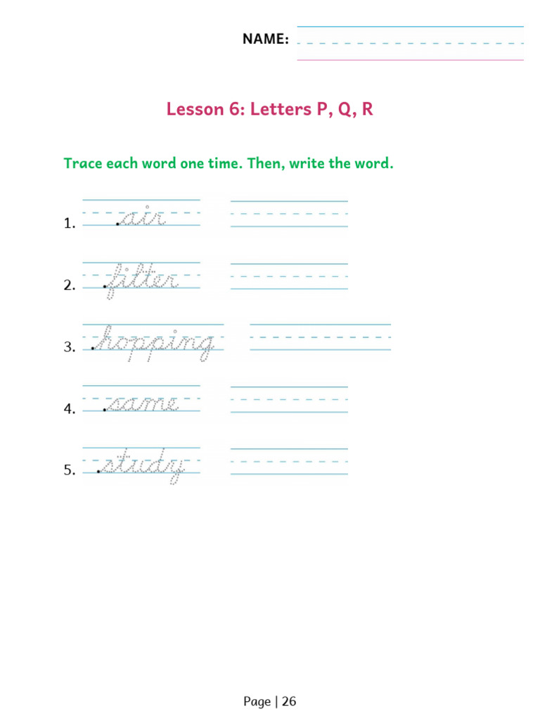 2GP U7 L6 Letters PQR | PDF | Language Arts & Discipline