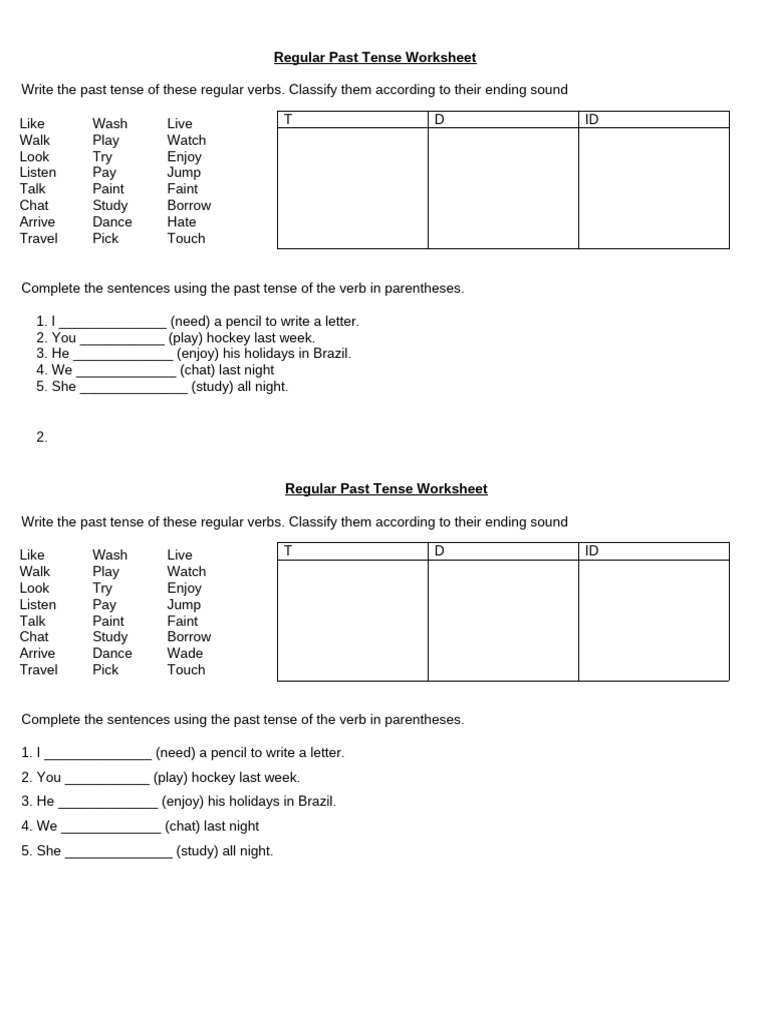 Regular Past Tense Worksheet | PDF | Foreign Language Studies