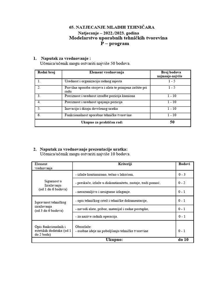 65 - MUTT - Naputci Za Ocjenjivanje 2022.-2023 | PDF