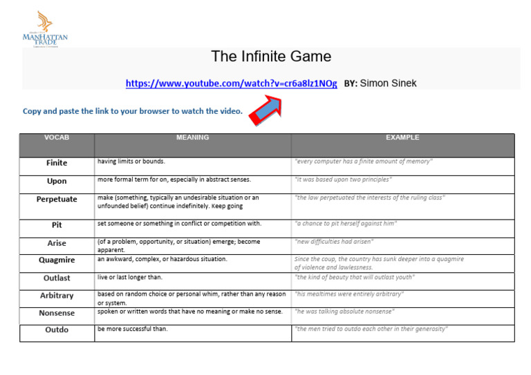 Vocabulary from "The Infinite Game" | PDF