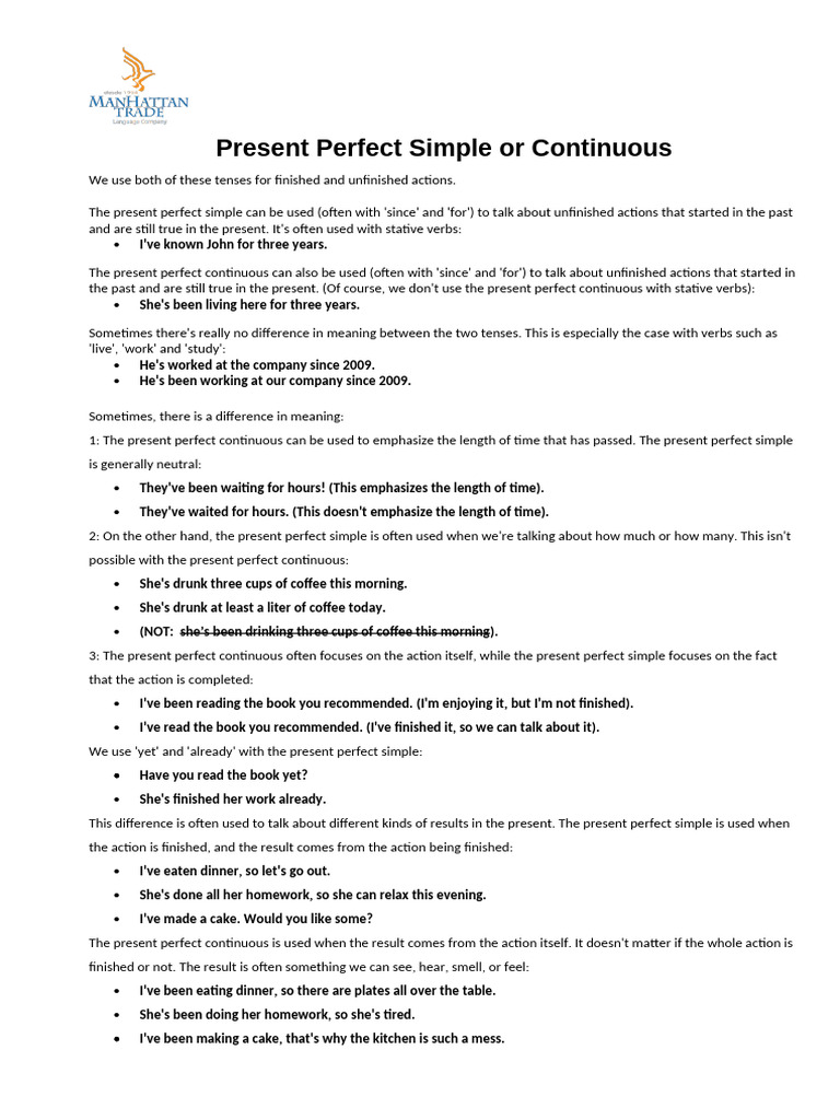 OK Present Perf. Vs Continuous | PDF | Linguistics | Language Mechanics