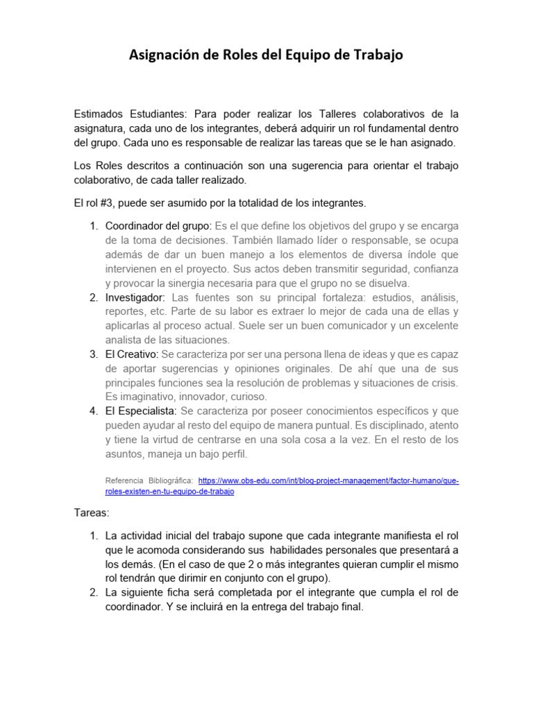 Asignacion de Roles | PDF | Toma de decisiones | Cognición