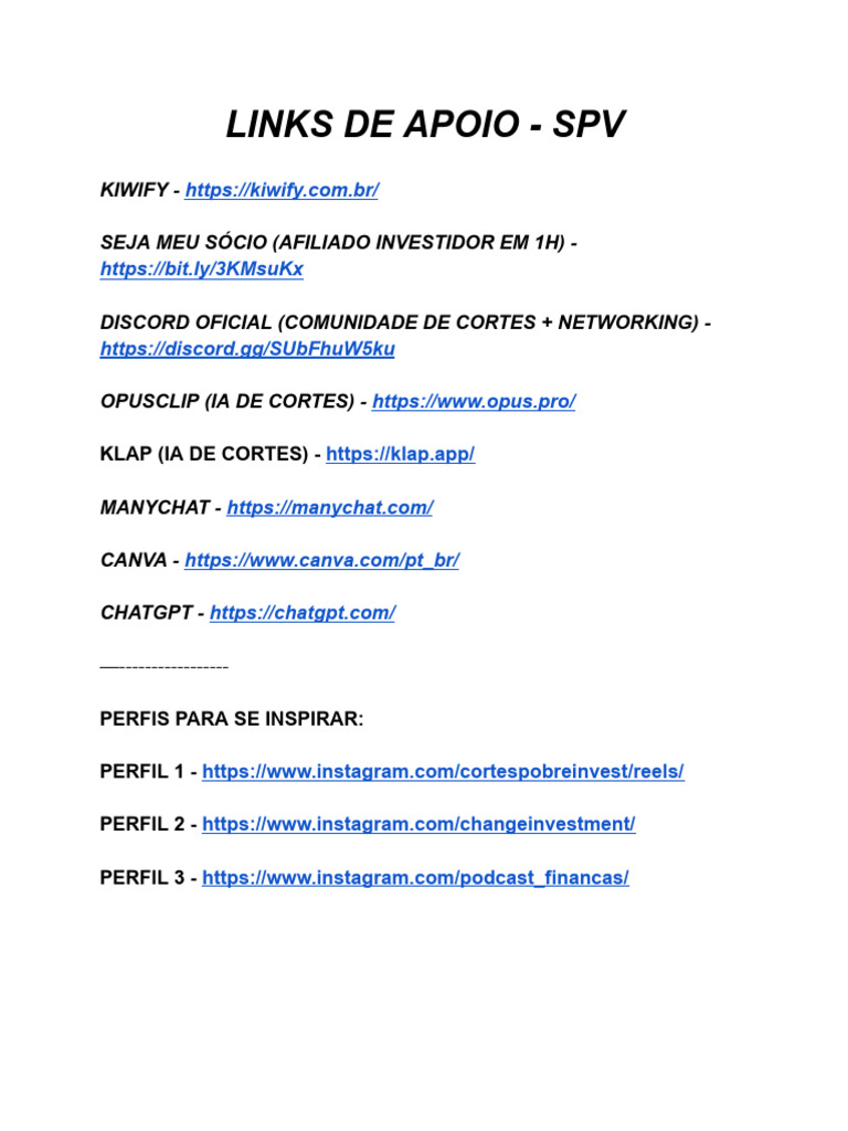 Links de Apoio SPV | PDF | Technology & Engineering