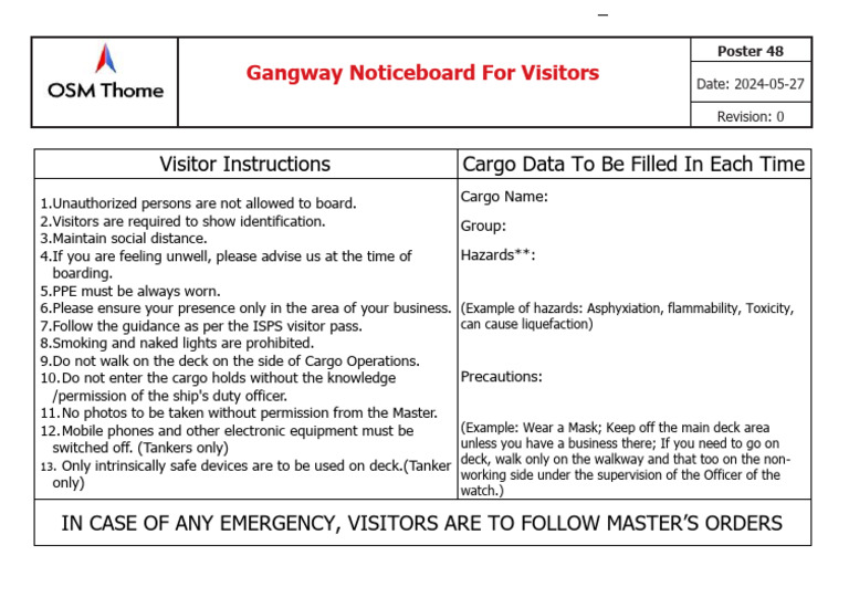 Gangway Noticeboard For Visitors Poster | PDF