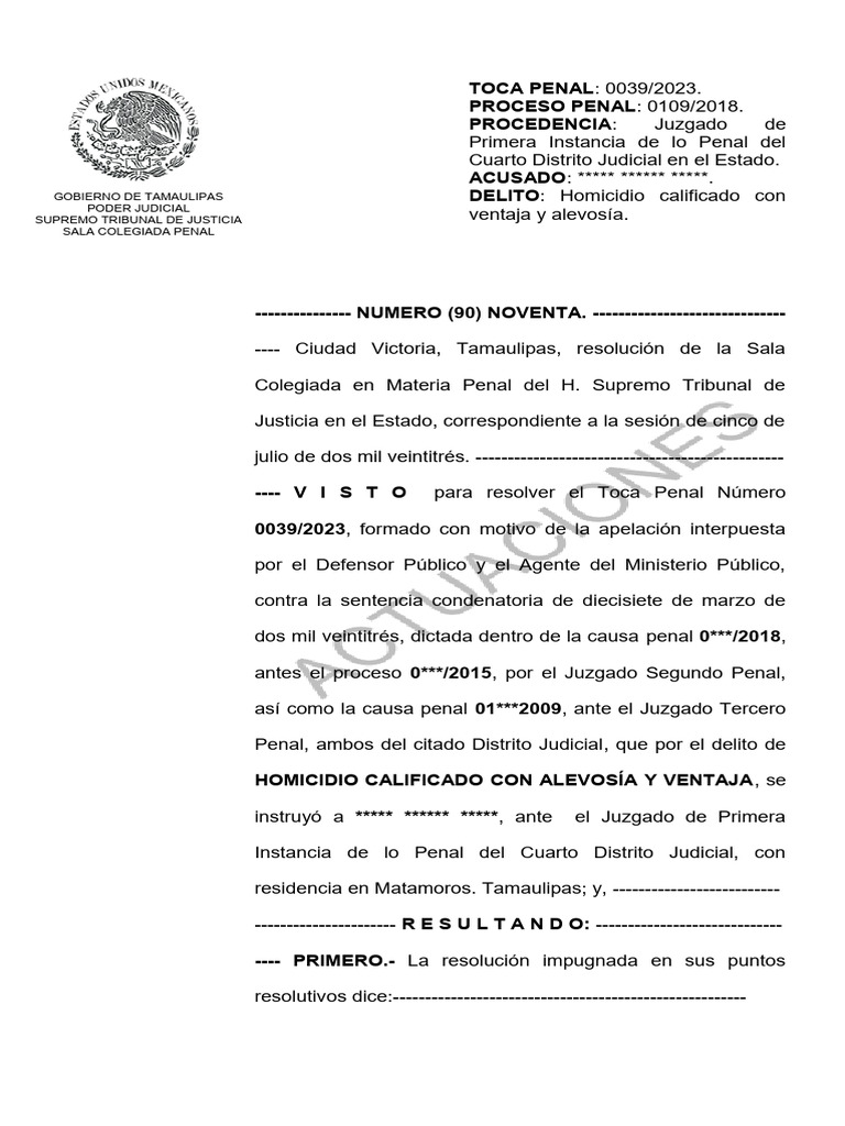 150 - SE - 00039 2023 - 287 - 06 07 2023 - 12 28 00 Sentencia Publica | PDF | Judicaturas | Caso ...