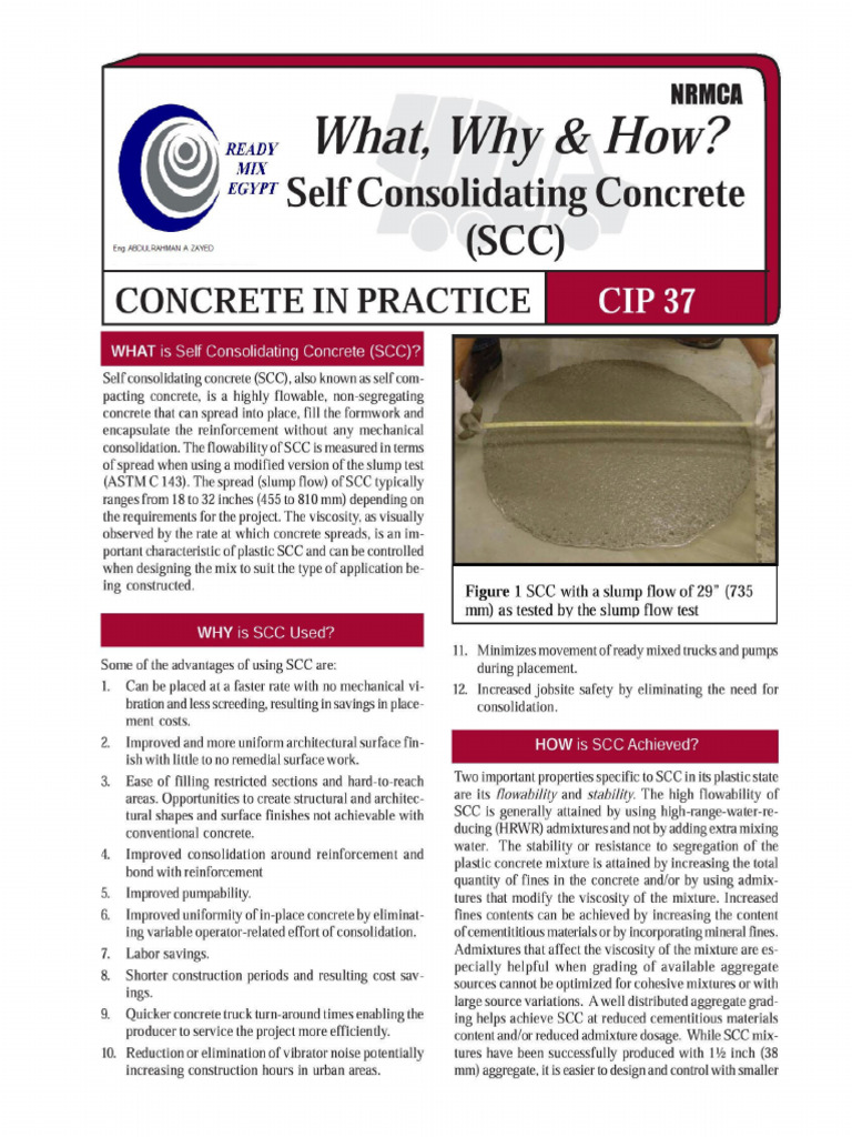 Cip 37 Self Conslidatng Concrete (SCC) | PDF