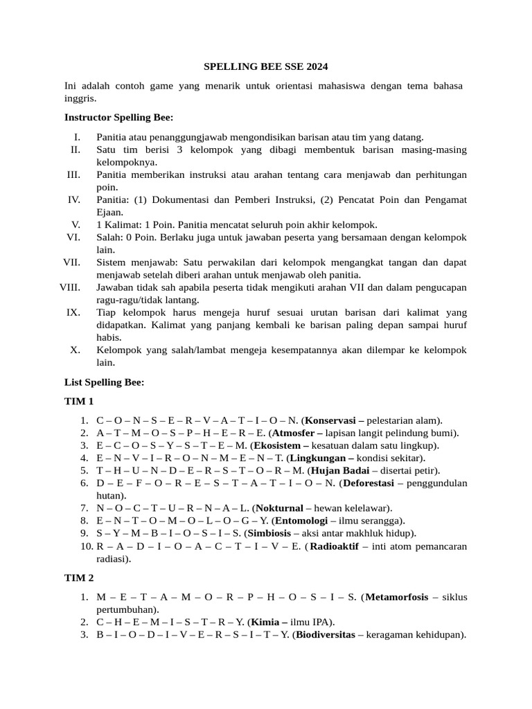Spelling Bee Ori | PDF | Seni & Disiplin Bahasa | Kajian Bahasa Asing