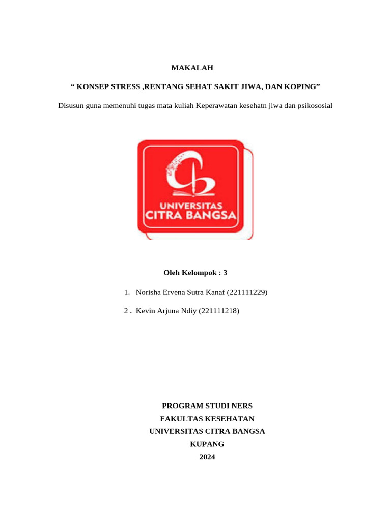 MAKALAH KEP. KES JIWA DAN PSIKOSOSIAL (Part 3) | PDF