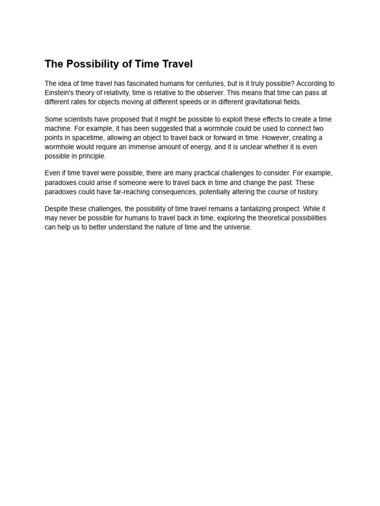 The Possibility of Time Travel | PDF | Social Science