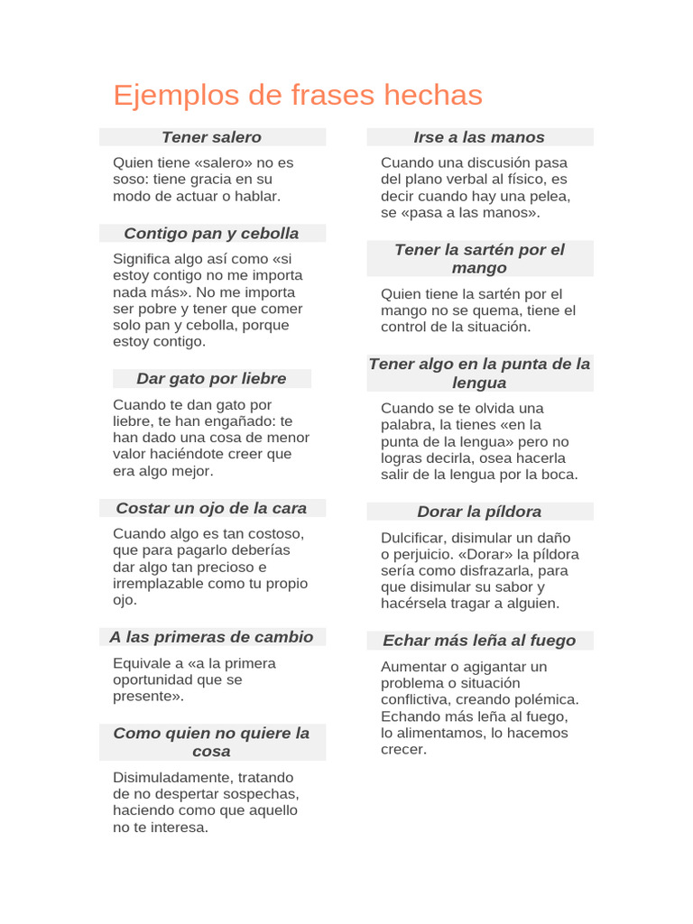 Ejemplos de Frases Hechas | PDF