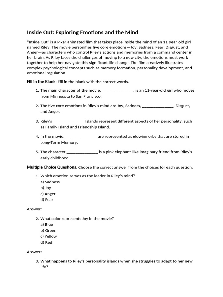 Ashli Godsey - Inside Out Follow Up Questions | PDF | Behavioural ...