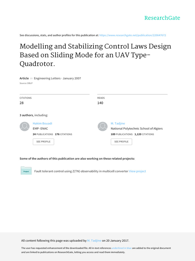 Modelling_and_Stabilizing_Control_Laws_D | PDF | Quadcopter | Helicopter Rotor