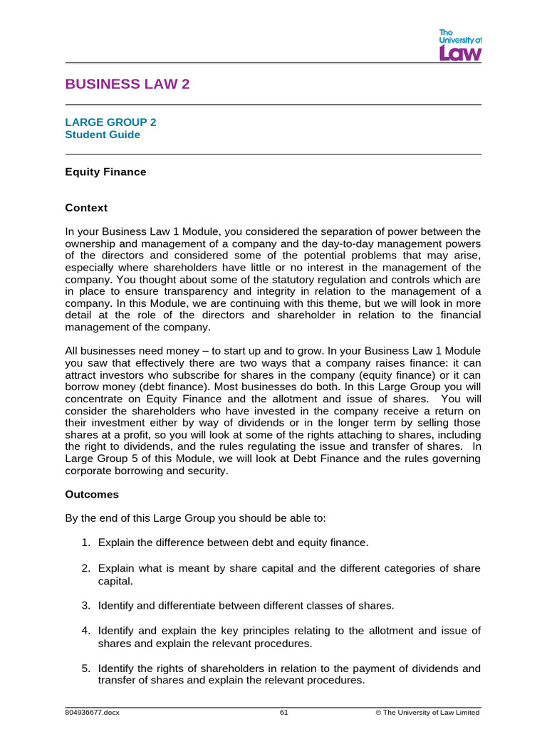 2324 Bus2 lg02 Ce01 Student Guide | PDF | Stocks | Equity (Finance)