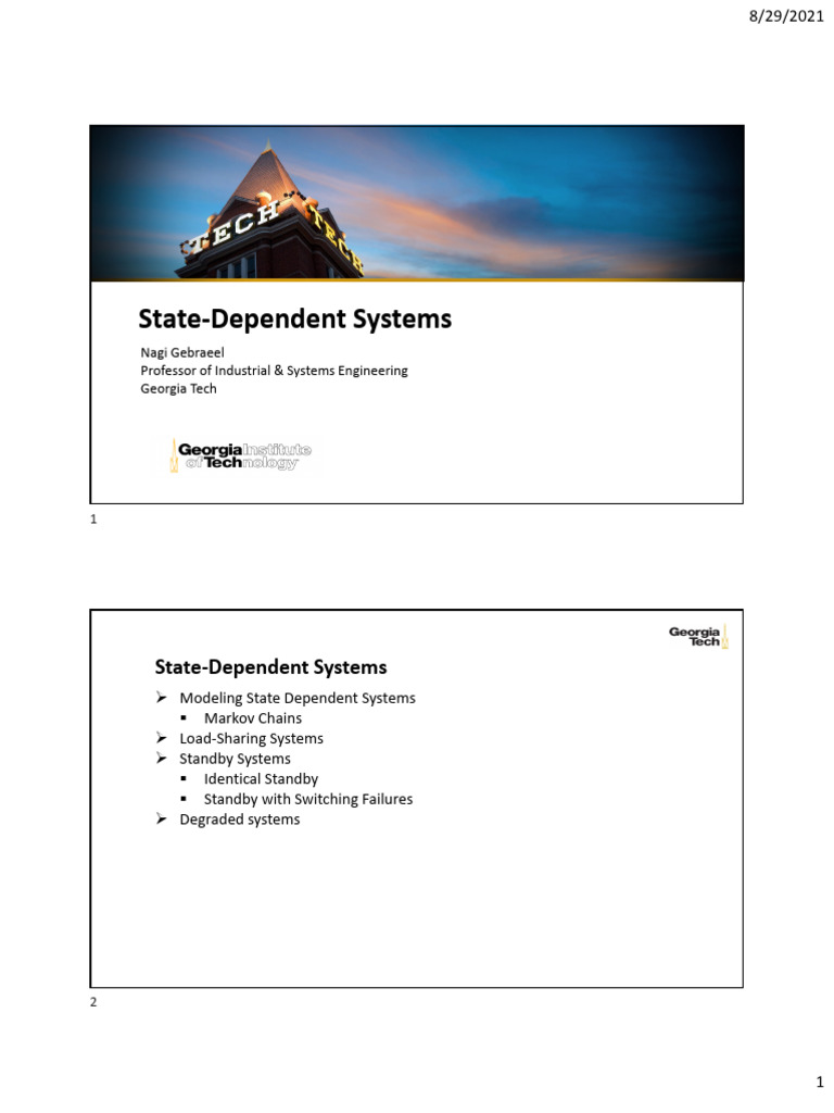Analyzing State-Dependent Systems | PDF | Markov Chain | Reliability ...