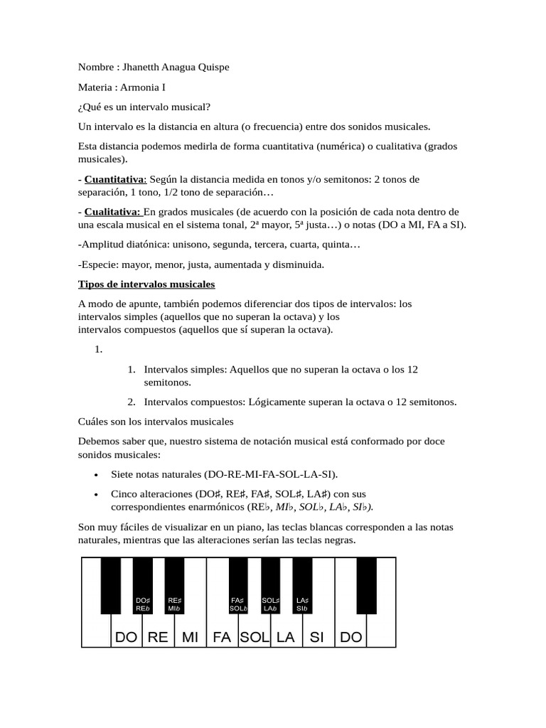 Tabla de Intervalos Musicales | PDF | Intervalo (música) | Escala (música)