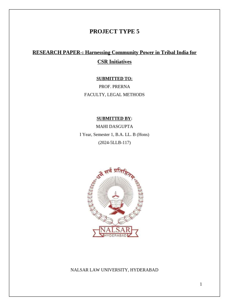 Sample Cover Page - Batch of 2029 | PDF | Corporate Social Responsibility