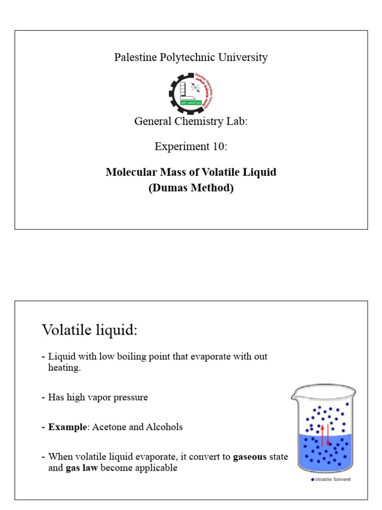 Molecualr Mass of a Volatile Liquid PDF | PDF | Gases | Liquids