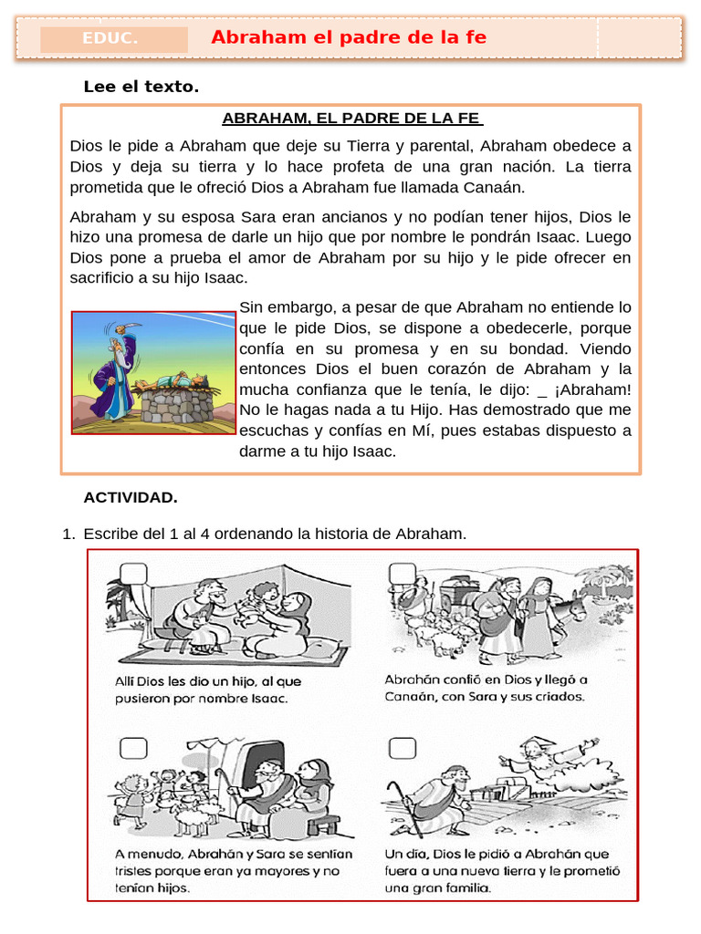 D4 A2 FICHA REL. Abraham el padre de la fe (1) | PDF