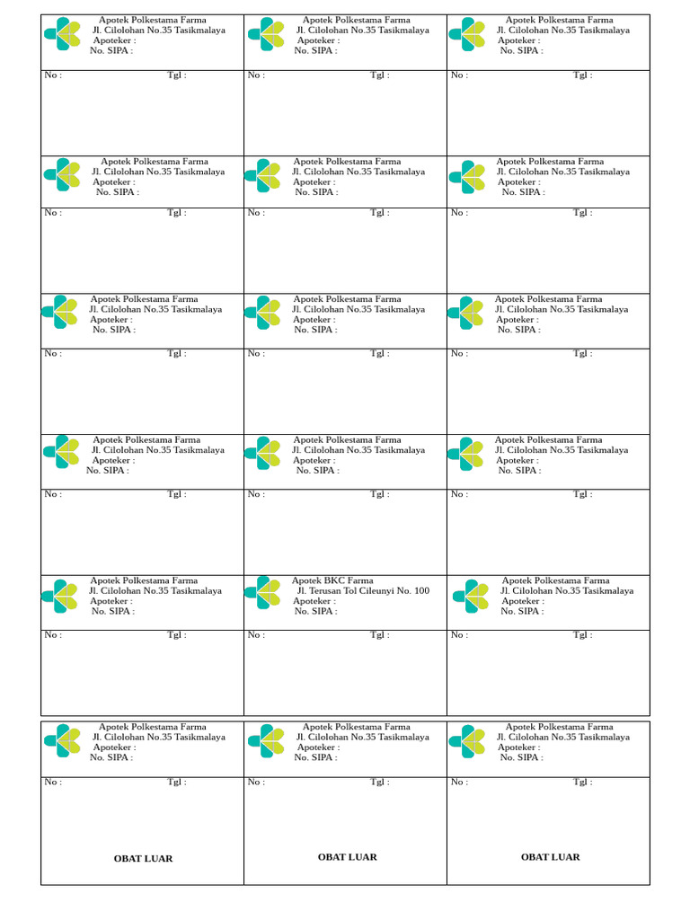 FORMAT ETIKET PUTIH Dan Biru | PDF