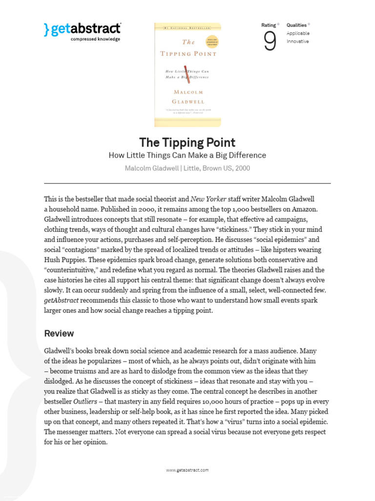 Summary of The Tipping Point Concepts | PDF