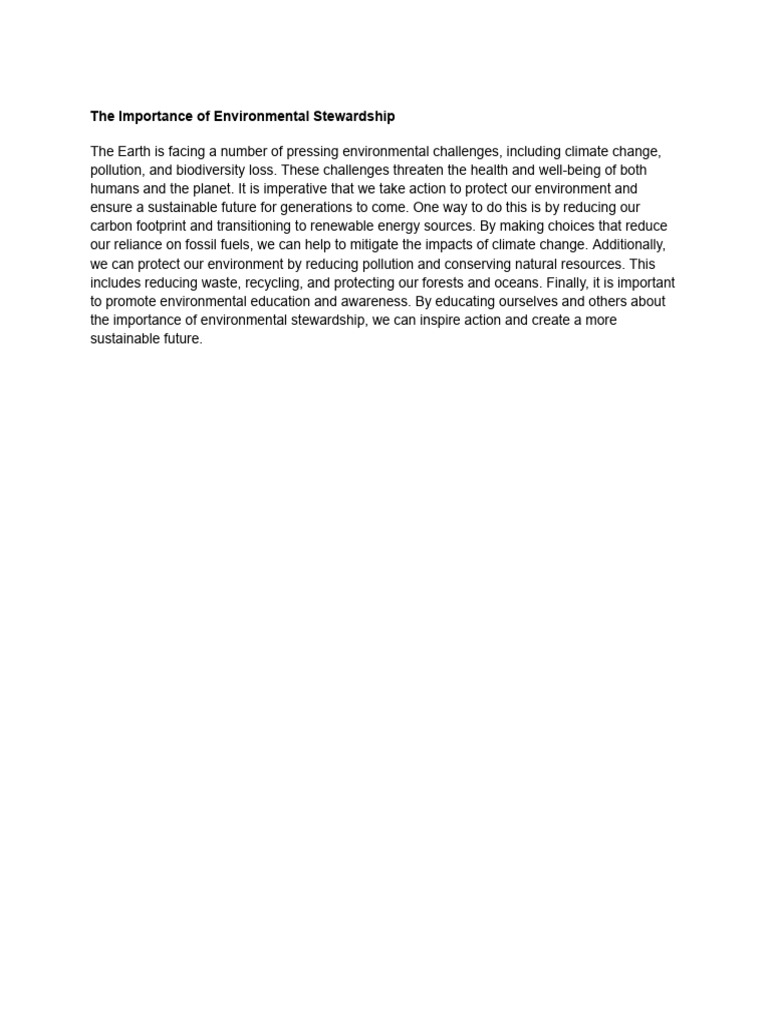 Environmental Stewardship for a Sustainable Future | PDF